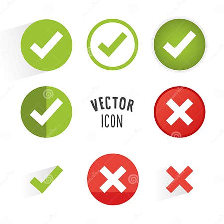 Tick and cross icon set. stock vector. Illustration of rejection - 52021738