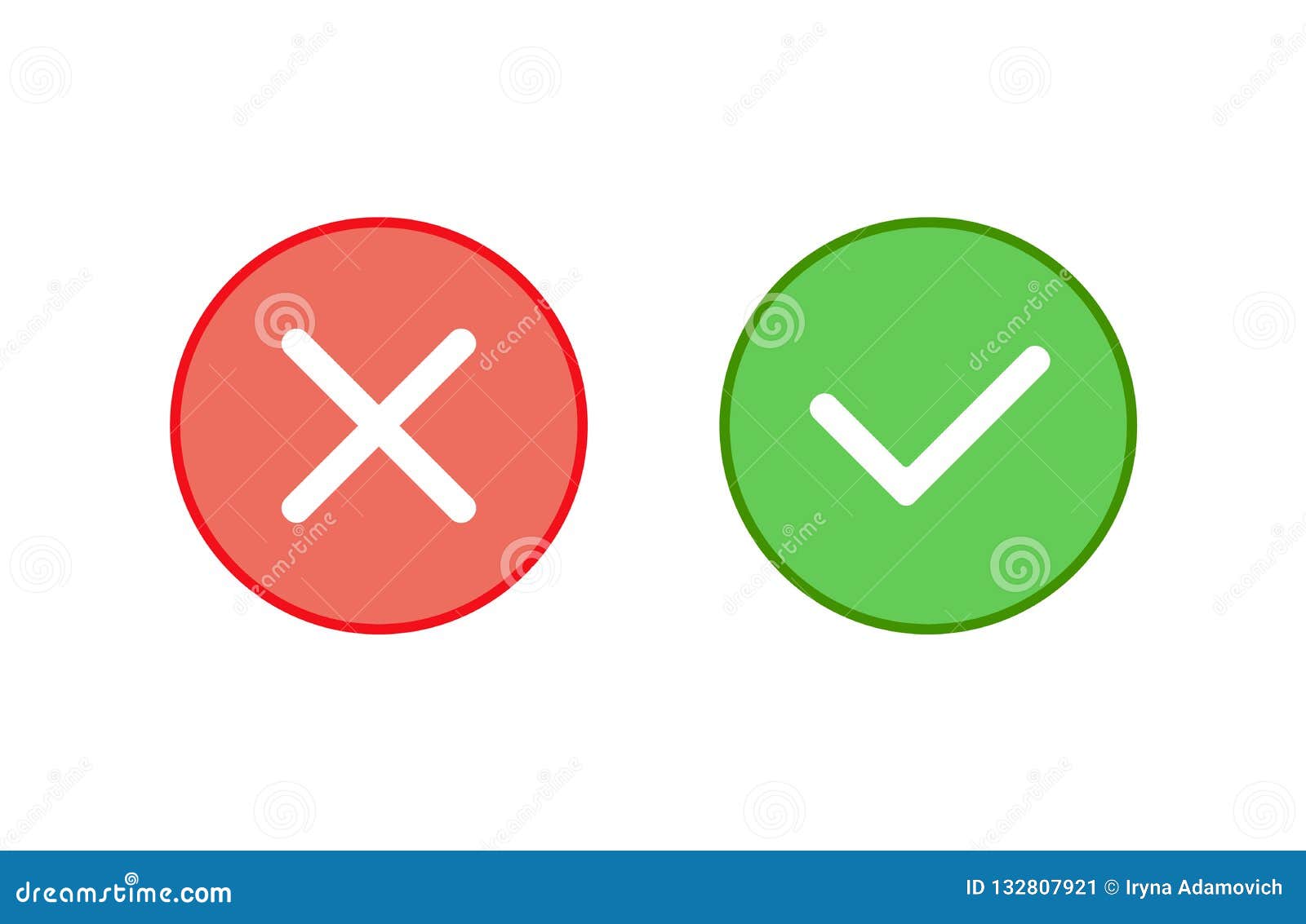 Tick Cross Mark Vector Icon, Check Correct Sign, Yes No Concept, Simple ...