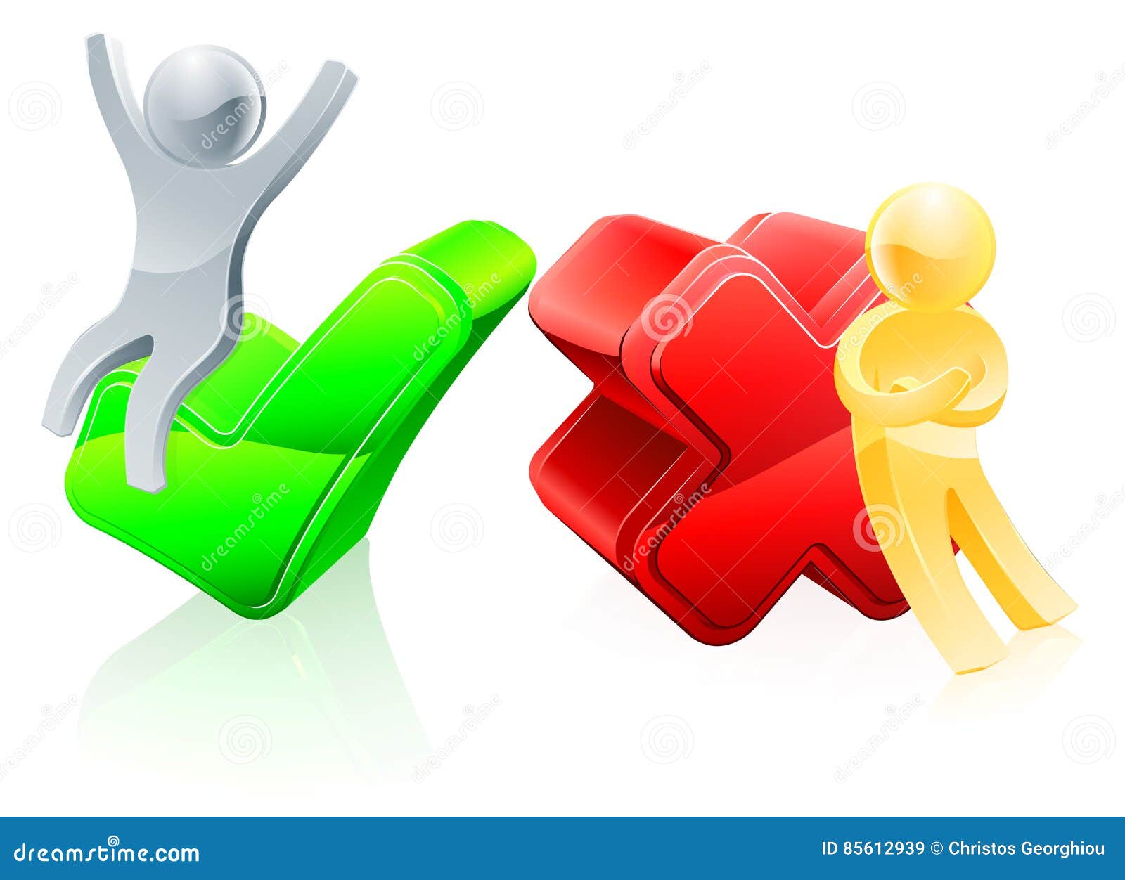 Mascots With X And Tick Cartoon Vector | CartoonDealer.com #49301259