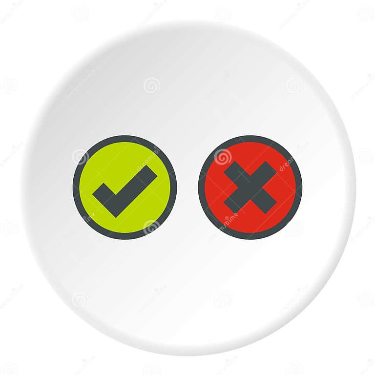 Tick and Cross Selection Icon Circle Stock Vector - Illustration of ...