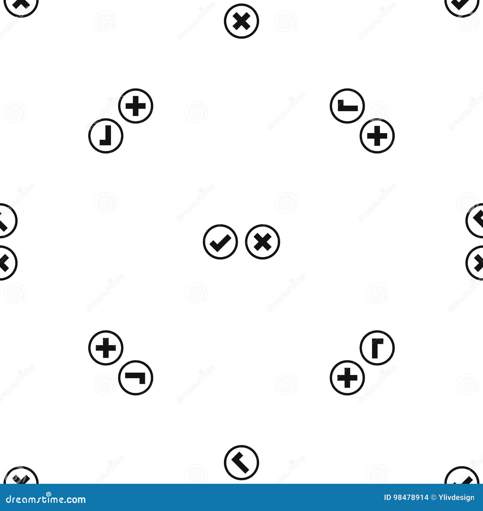 Tick and Cross Selection Pattern Seamless Black Stock Vector ...
