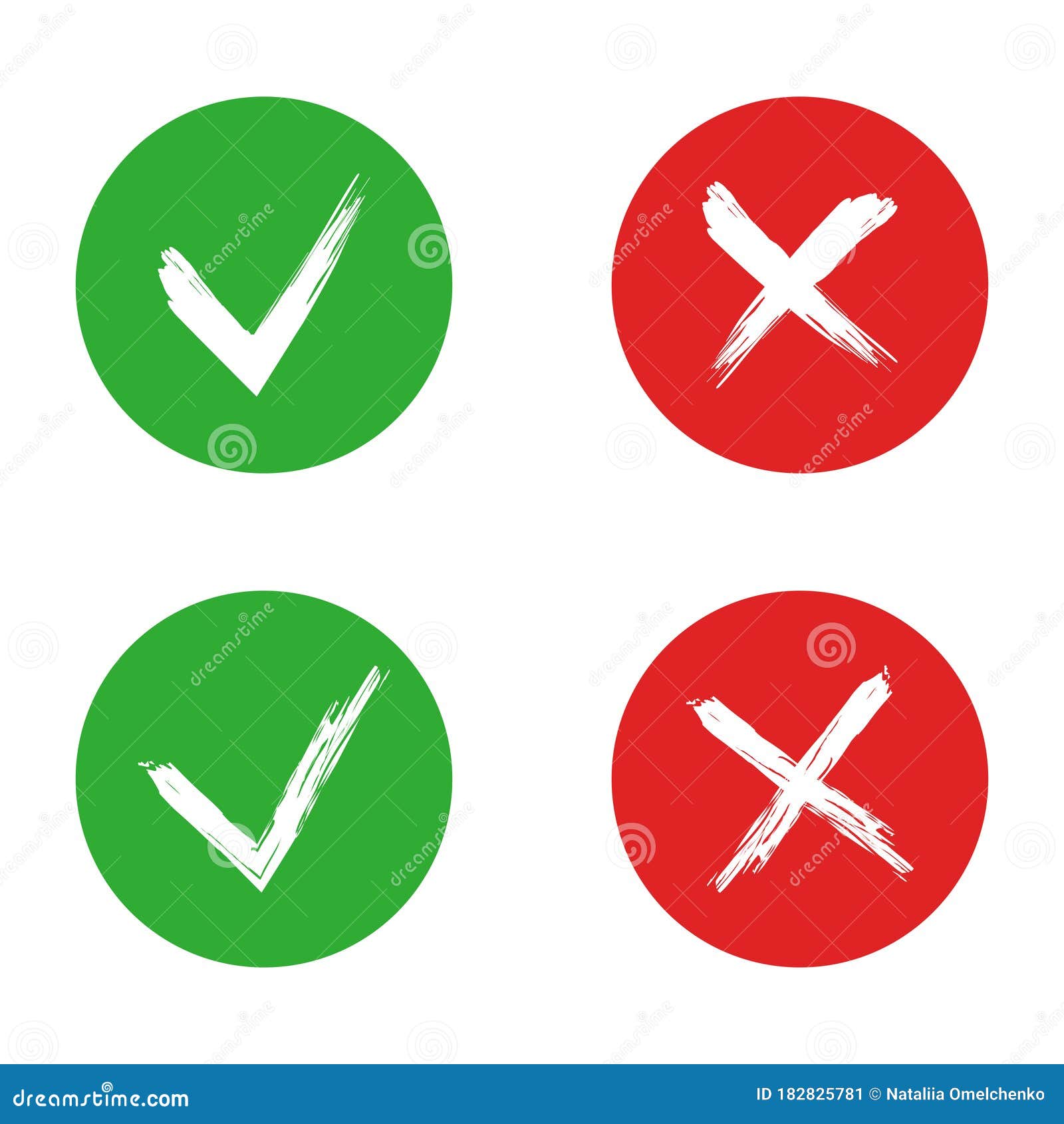 Tick and Cross Sign Isolated on White Background Stock Illustration ...