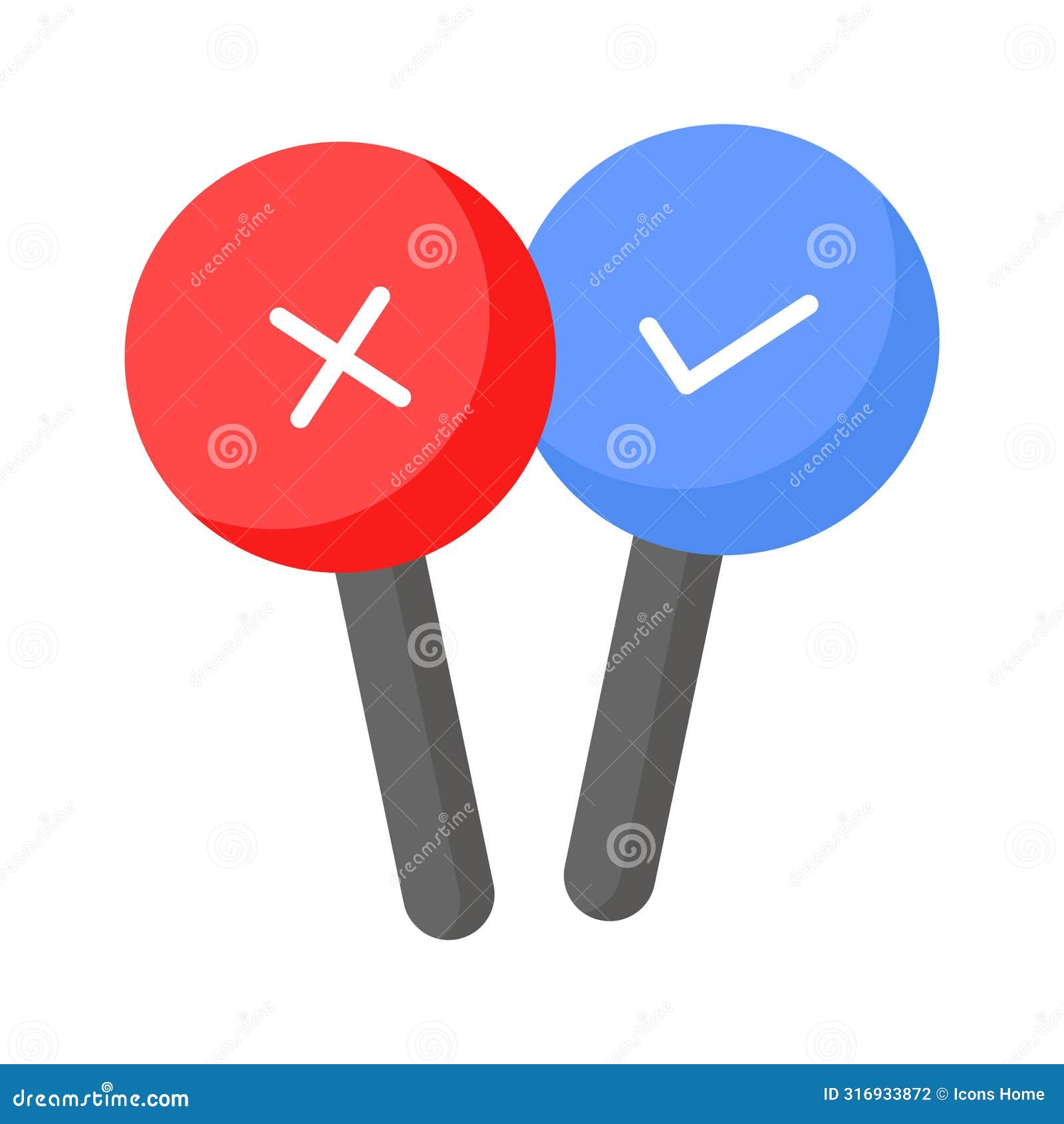 Tick and Cross Sign on Placards, Icon of Democracy, Vote Vector Design ...