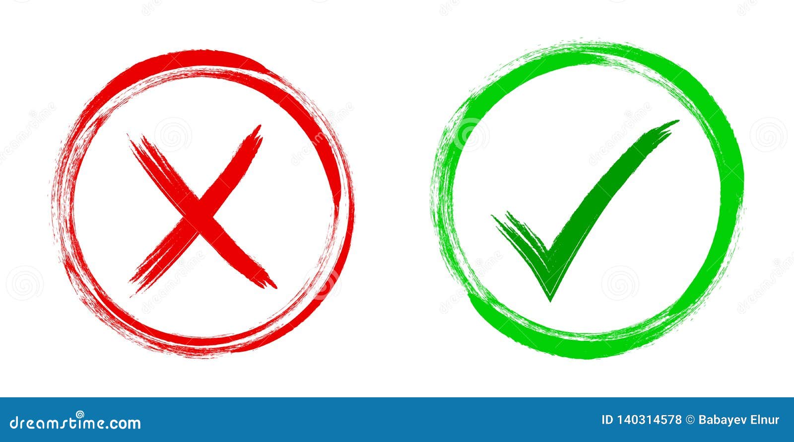 Tick And Cross Signs Green Checkmark Ok And Red X Icons Simple Marks