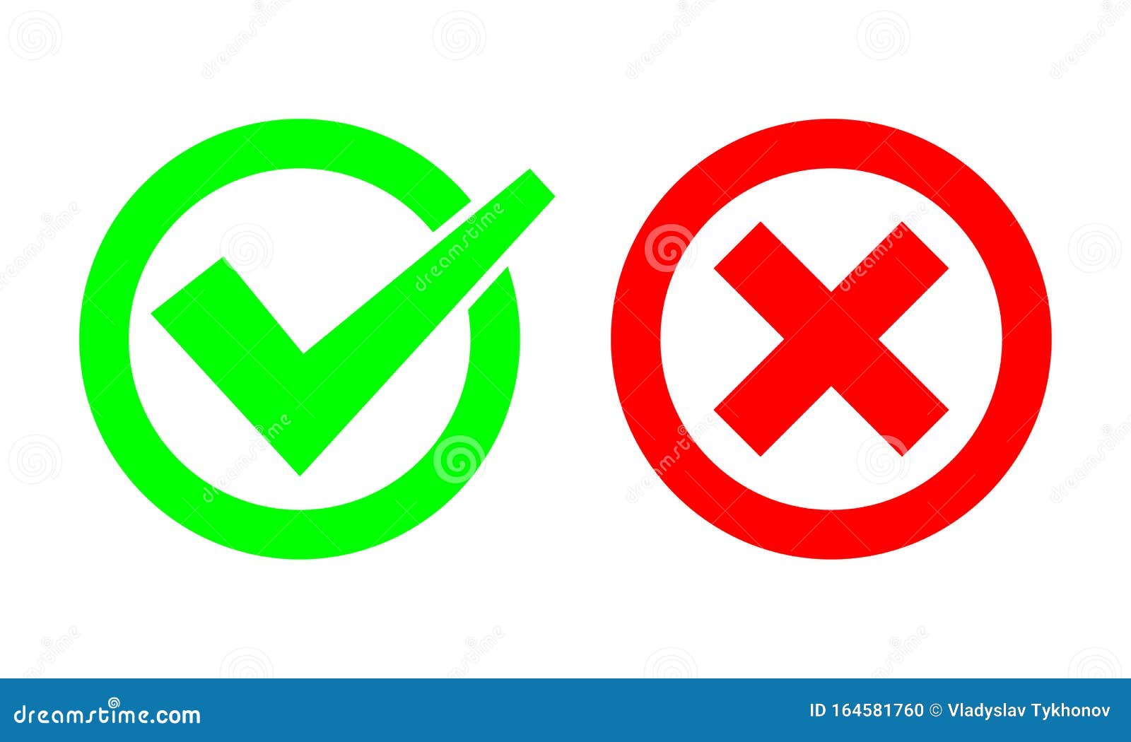Tick and Cross Signs. Green Checkmark OK and Red X Icons. Simple Marks ... Tick and Cross Signs. Green Checkmark OK and Red X Icons. Simple Marks ...