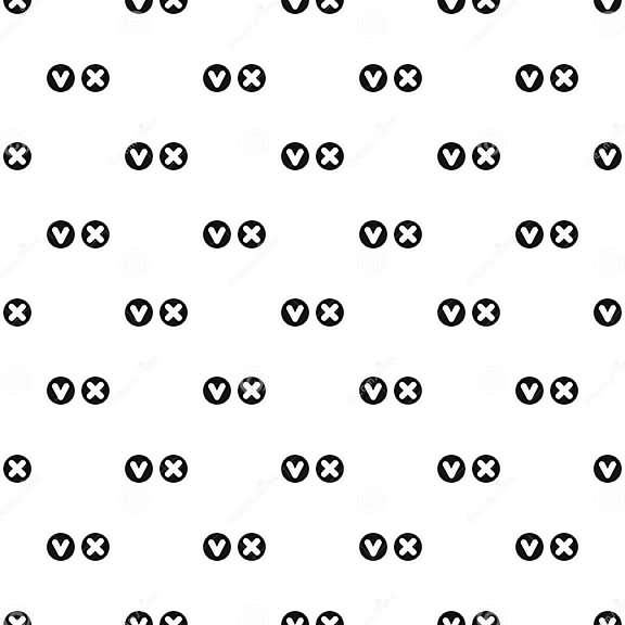 Tick and Cross Signs Pattern, Simple Style Stock Vector - Illustration ...