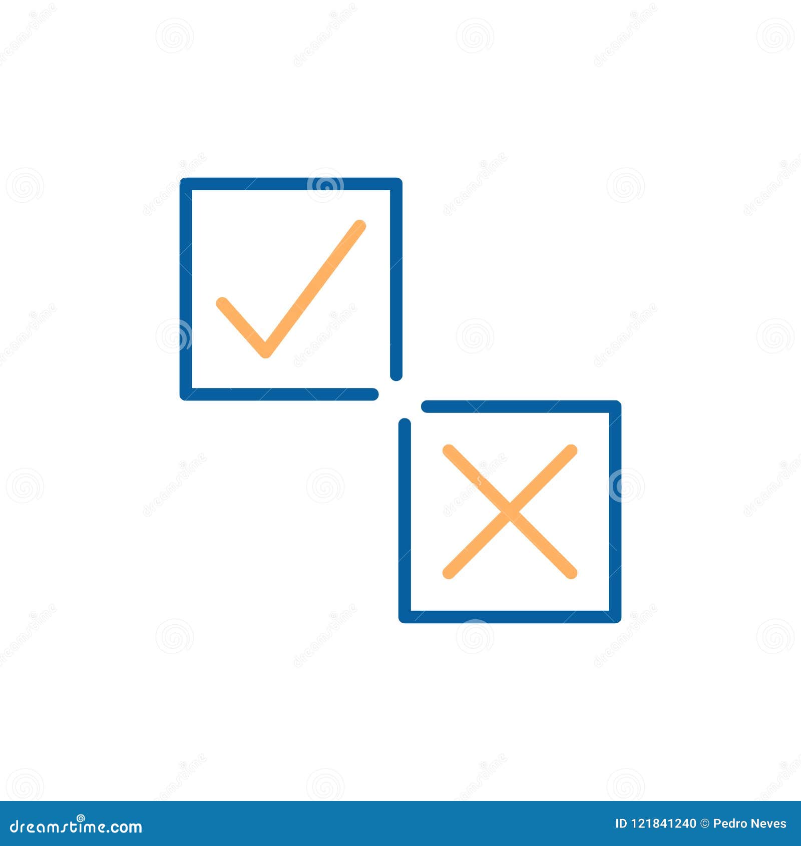 Tick and Cross on a Square Box Vector Thin Line Icons Stock Vector ...