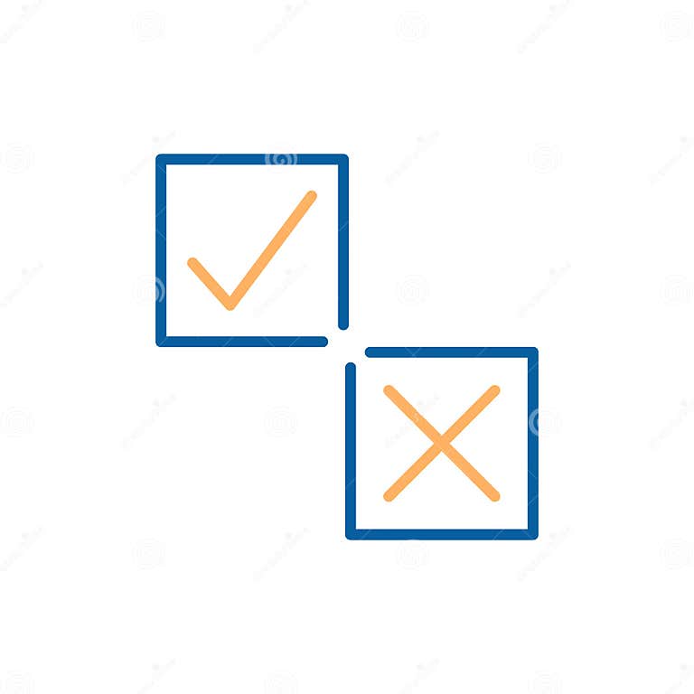 Tick and Cross on a Square Box Vector Thin Line Icons Stock Vector ...