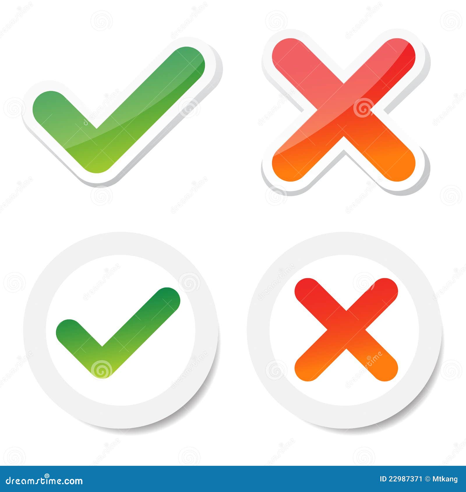 Tick and cross sticker stock vector. Illustration of concept - 22987371