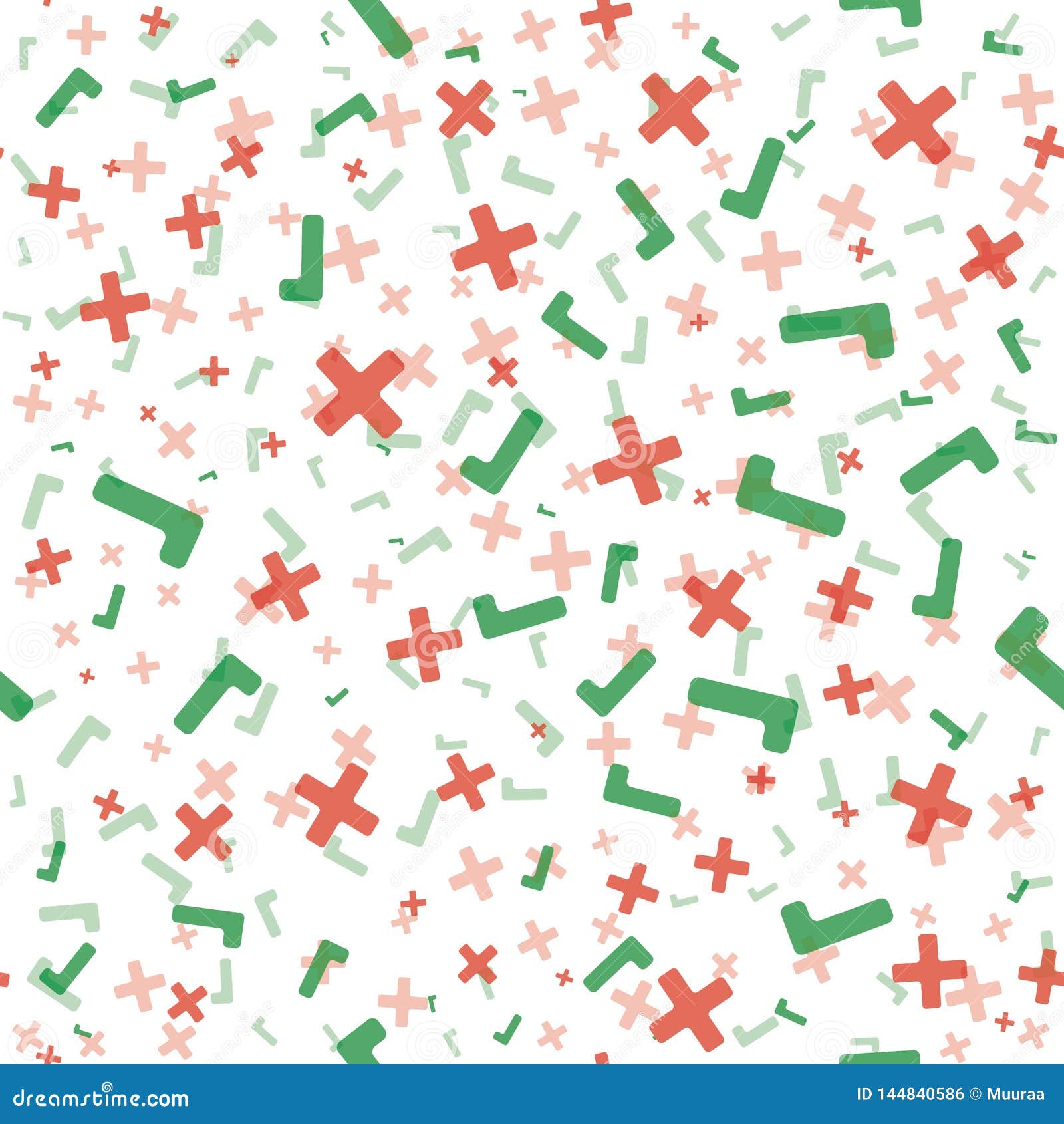 Tick and Cross Symbols, Seamless Pattern Stock Illustration ...