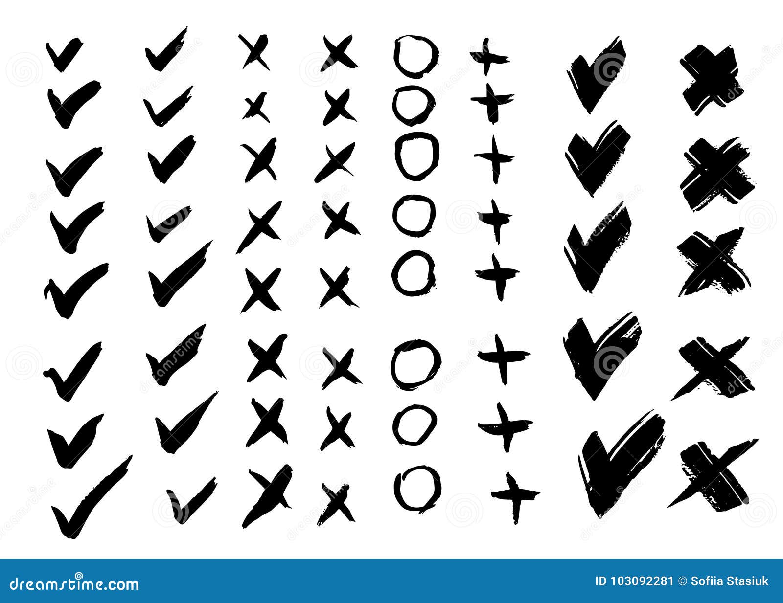 Tick and Cross, Zero Signs. Stock Vector - Illustration of exam, dirty ...