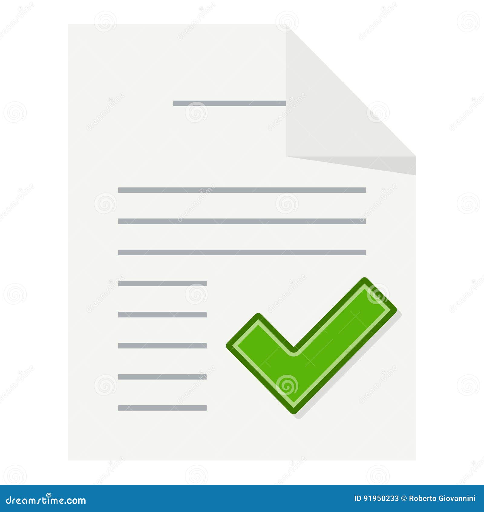 Tick Document Flat Icon Isolated on White Stock Vector - Illustration ...