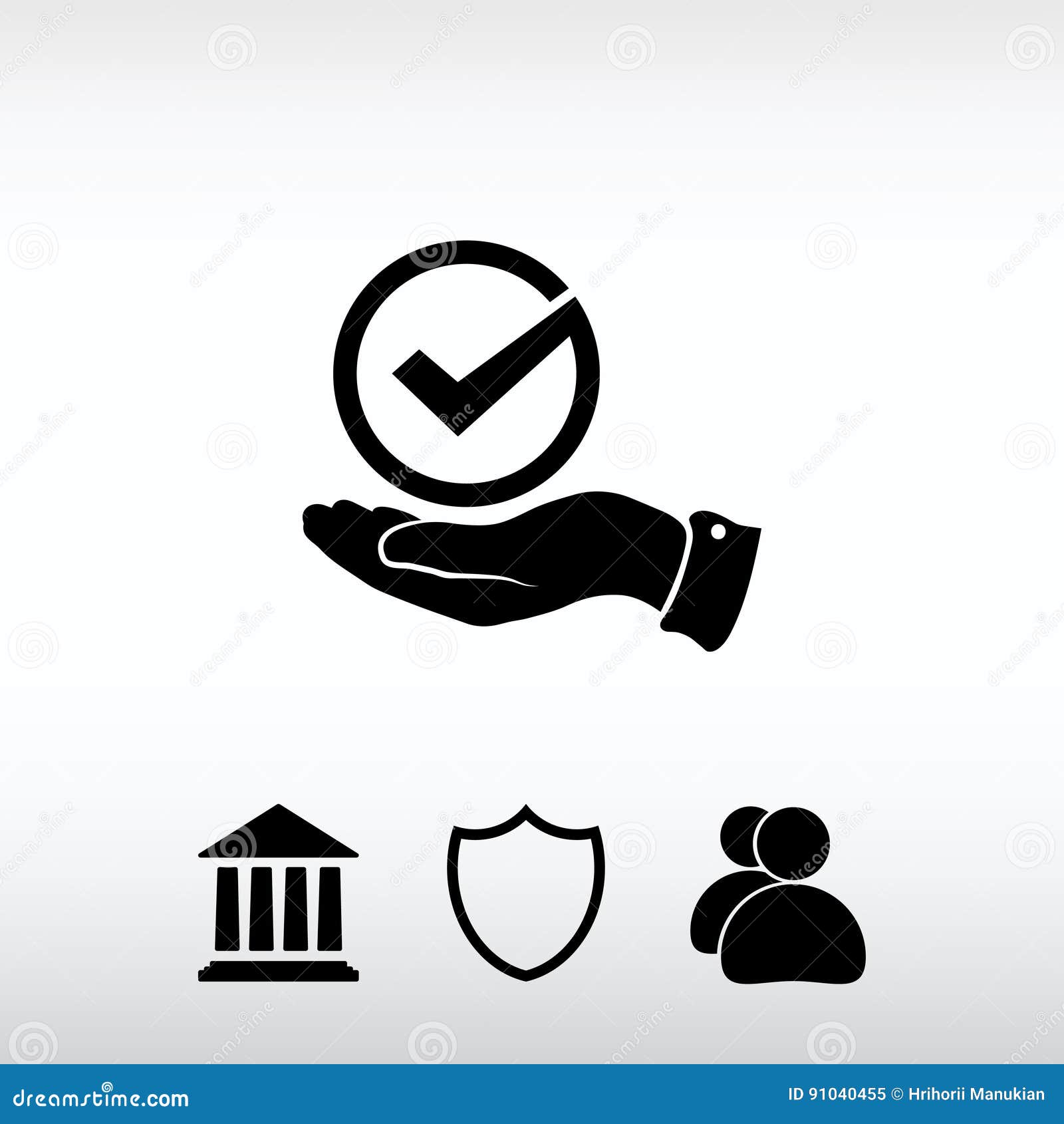 Tick And Hand Sign. Palm Holds Check Mark Symbol. Vector Illustration ...