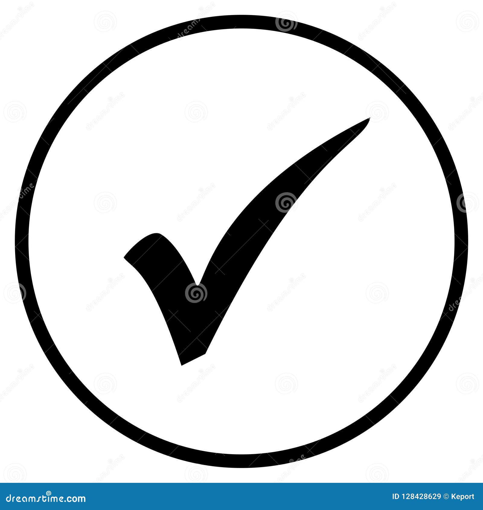 Tick Icon no círculo ilustração stock. Ilustração de pictograma - 128428629