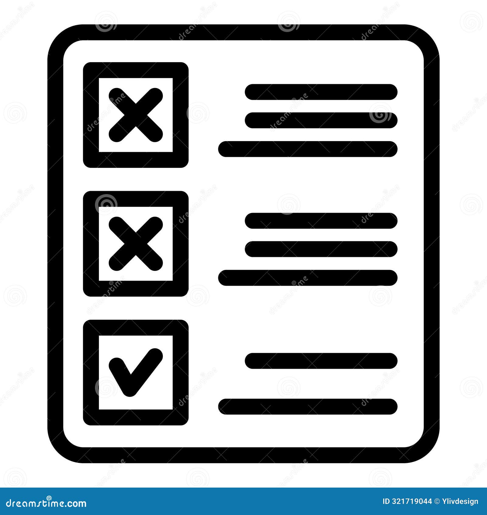 Tick Icon Showing Validation with Two Cross Marks on Checklist Stock ...