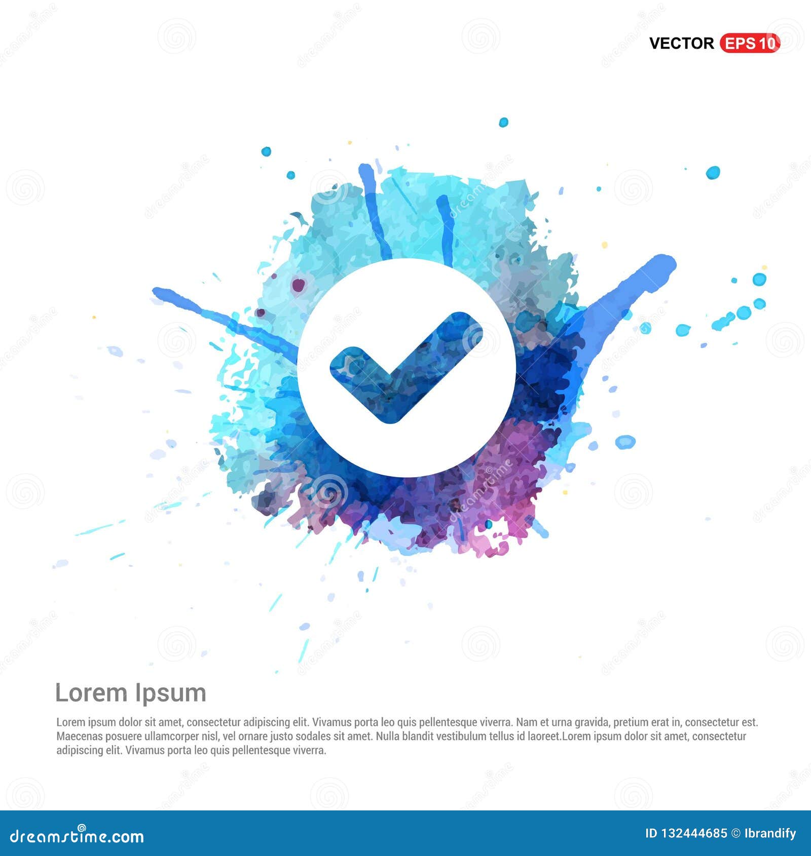 Tick Icon - Watercolor Background Stock Vector - Illustration of ...