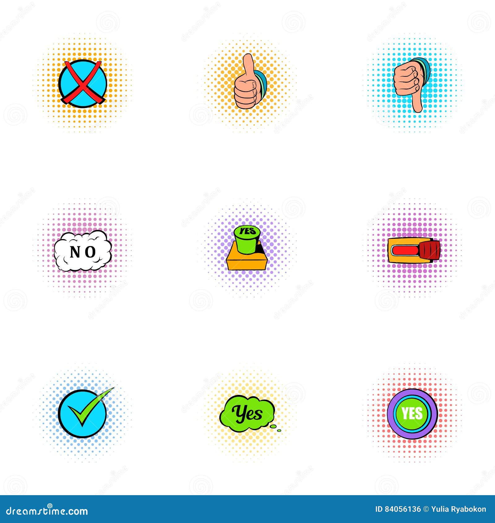 Tick Icons Set, Pop-art Style Stock Vector - Illustration of check ...