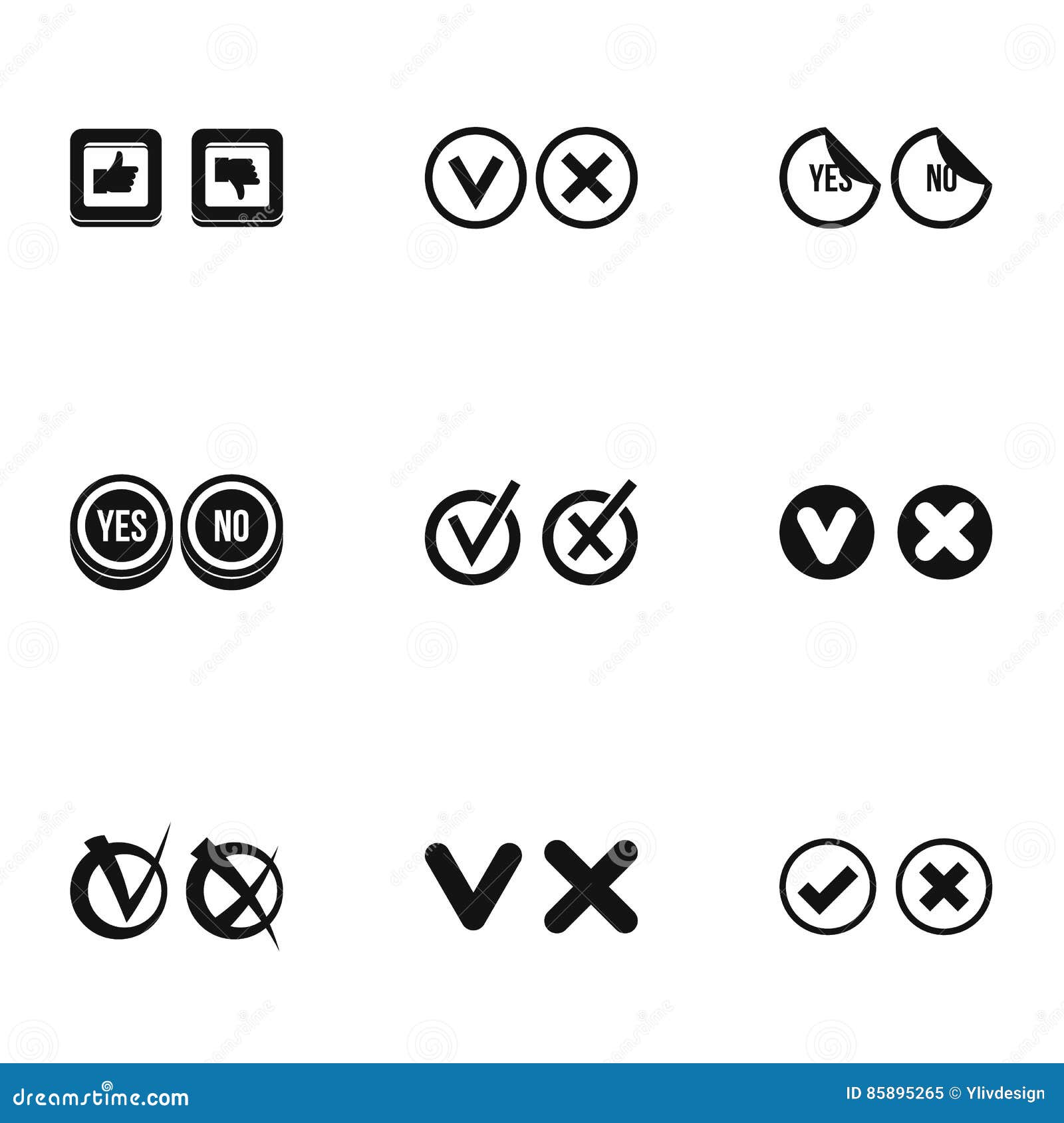 Tick Icons Set, Simple Style Stock Vector - Illustration of collection ...