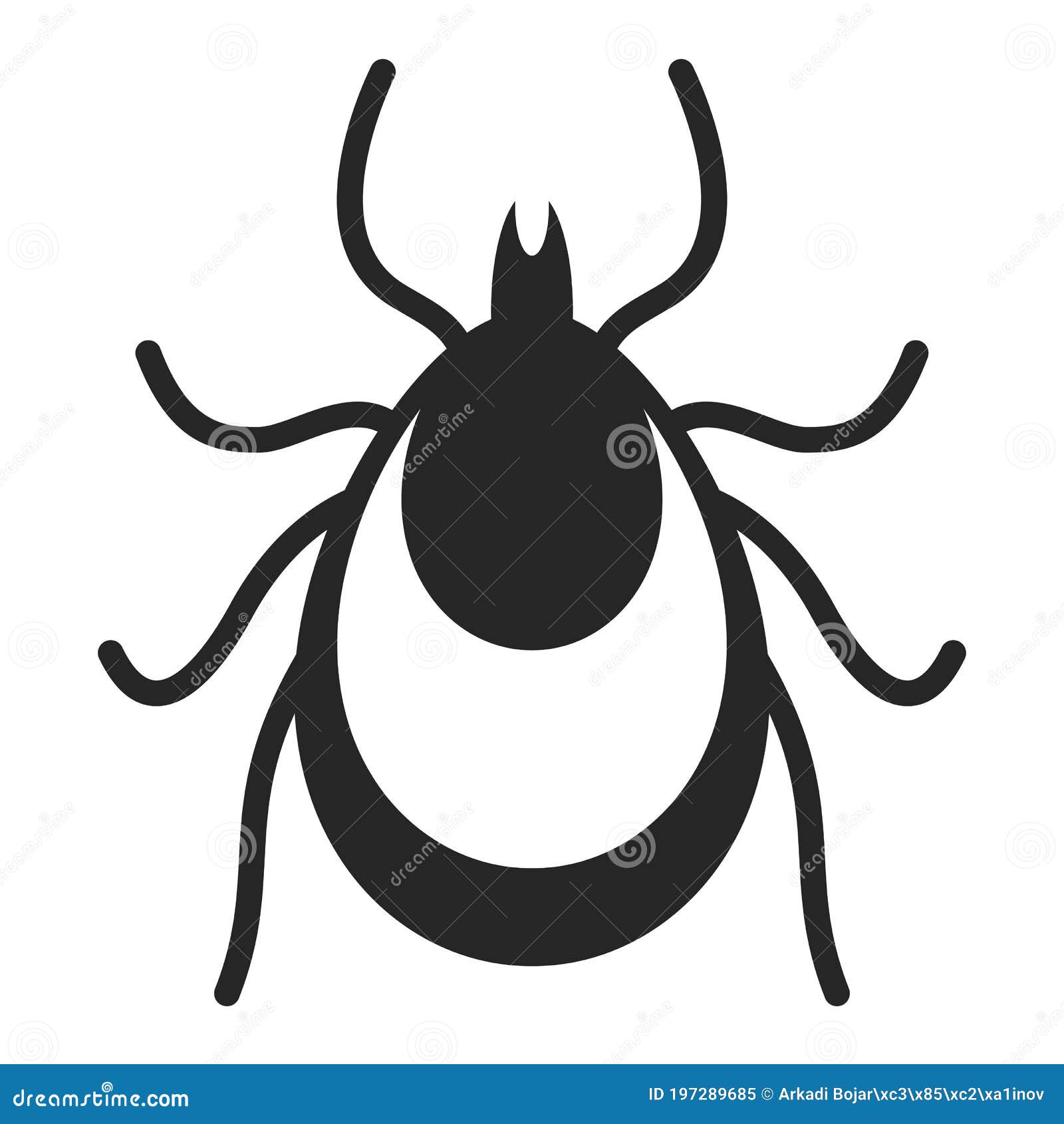 Tick Insect Silhouette. Mite Deer Ticks Icon. Dangerous Black Parasite ...