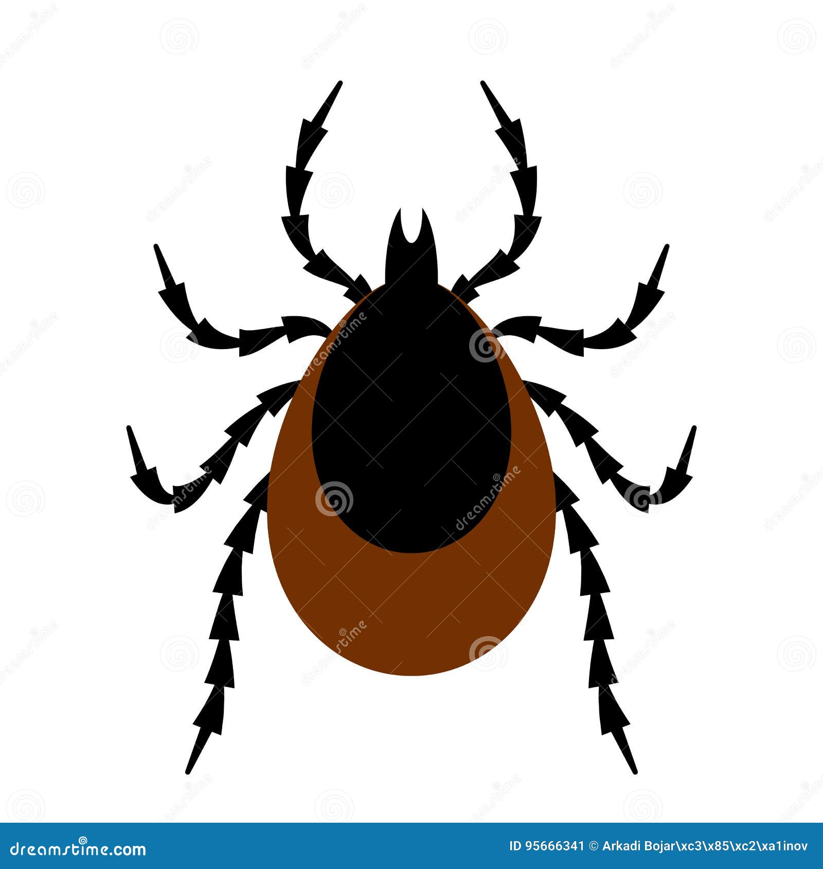 Tick Insect Silhouette. Mite Deer Ticks Icon. Red Exclamation Point ...