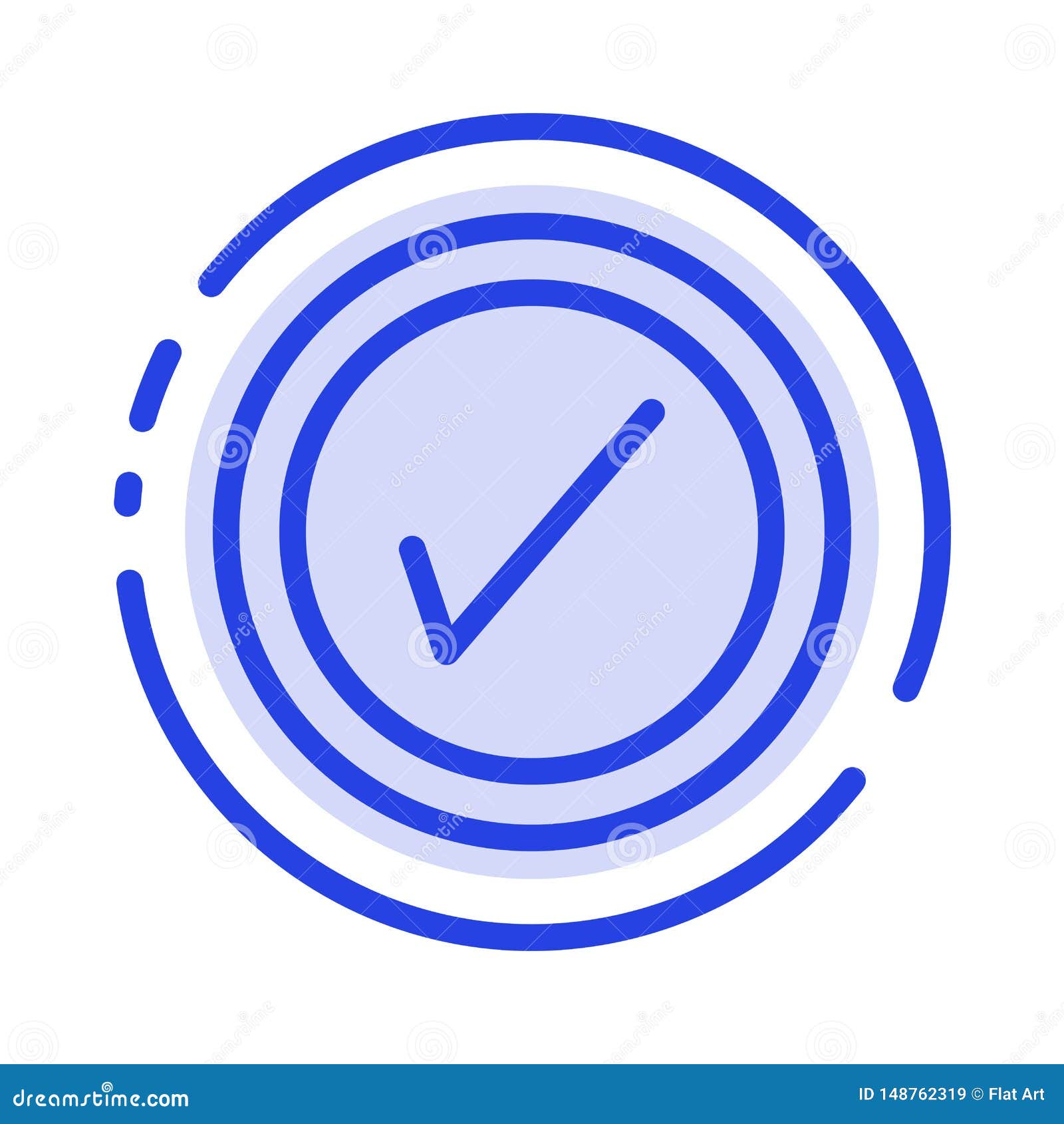 Tick, Interface, User Blue Dotted Line Line Icon Stock Vector ...