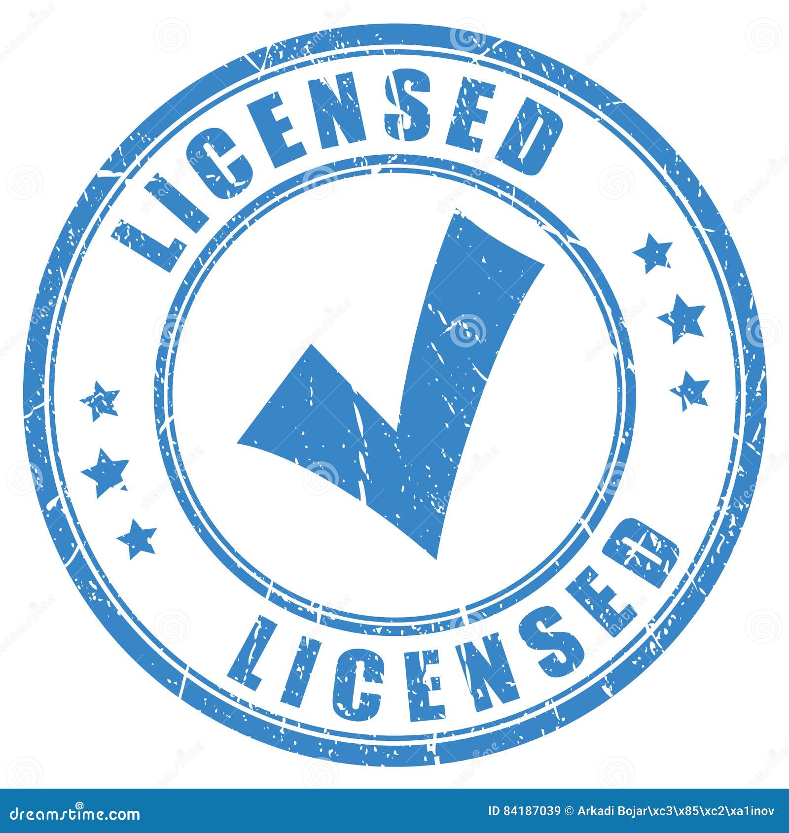 Tick licensed rubber stamp stock vector. Illustration of licensing ...