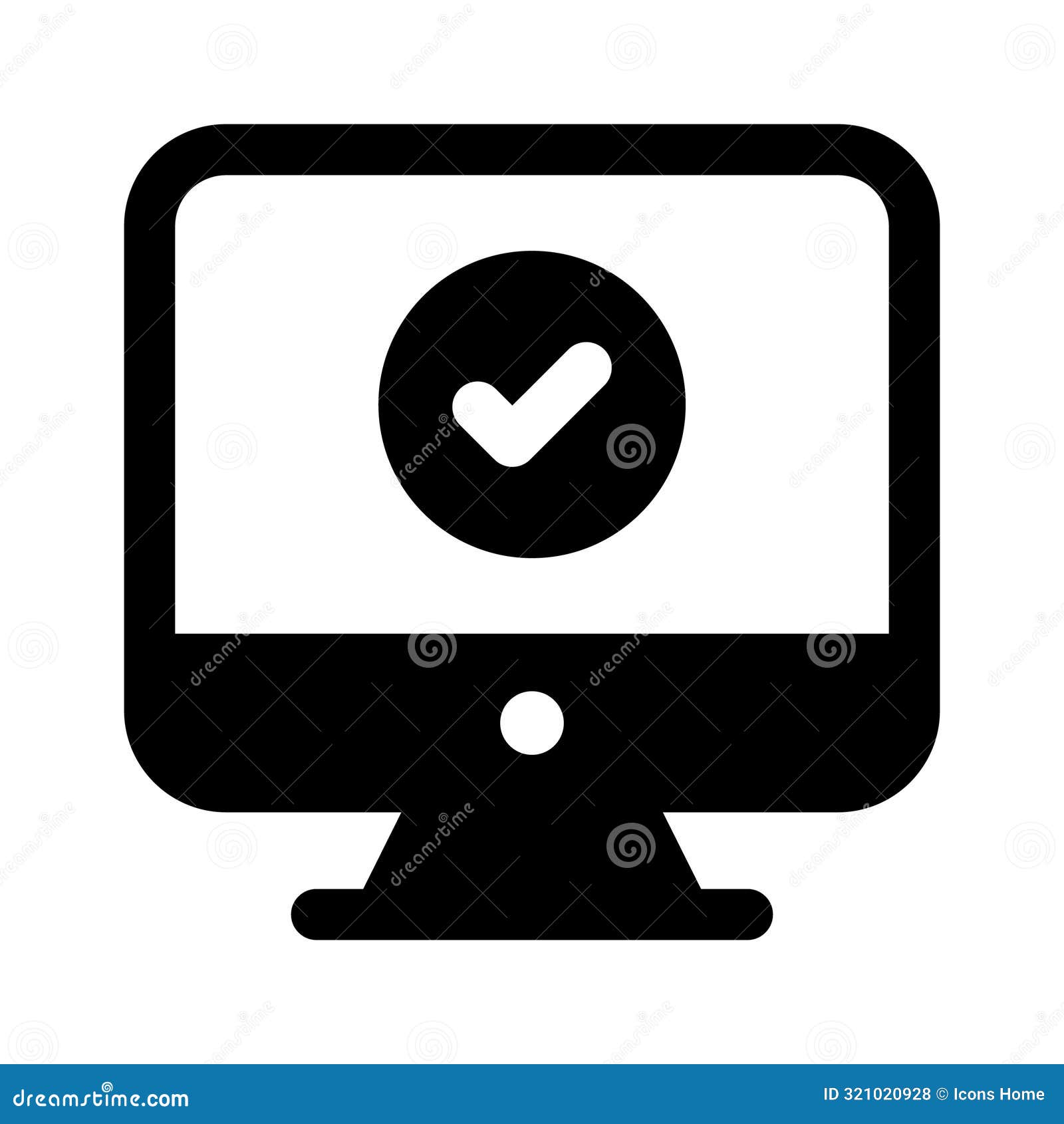 Tick Mark on Computer Showing Icon of Verified Computer Stock Vector ...