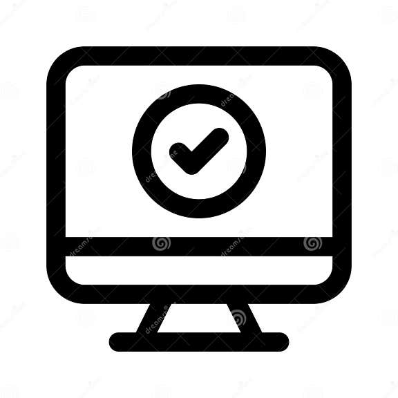 Tick Mark on Computer Showing Icon of Verified Computer Stock Vector ...