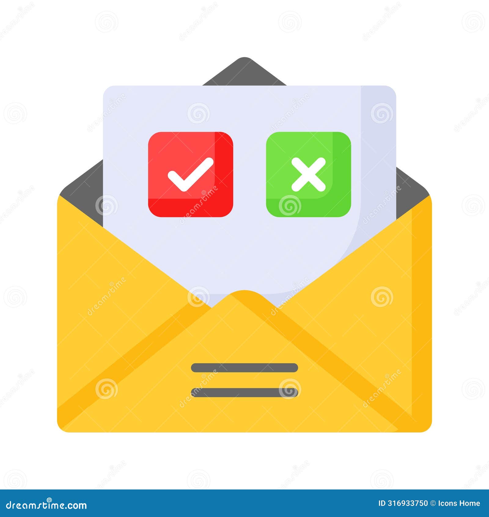 Tick Mark and Cross Sign on Document, Concept Icon of Voting, Election ...