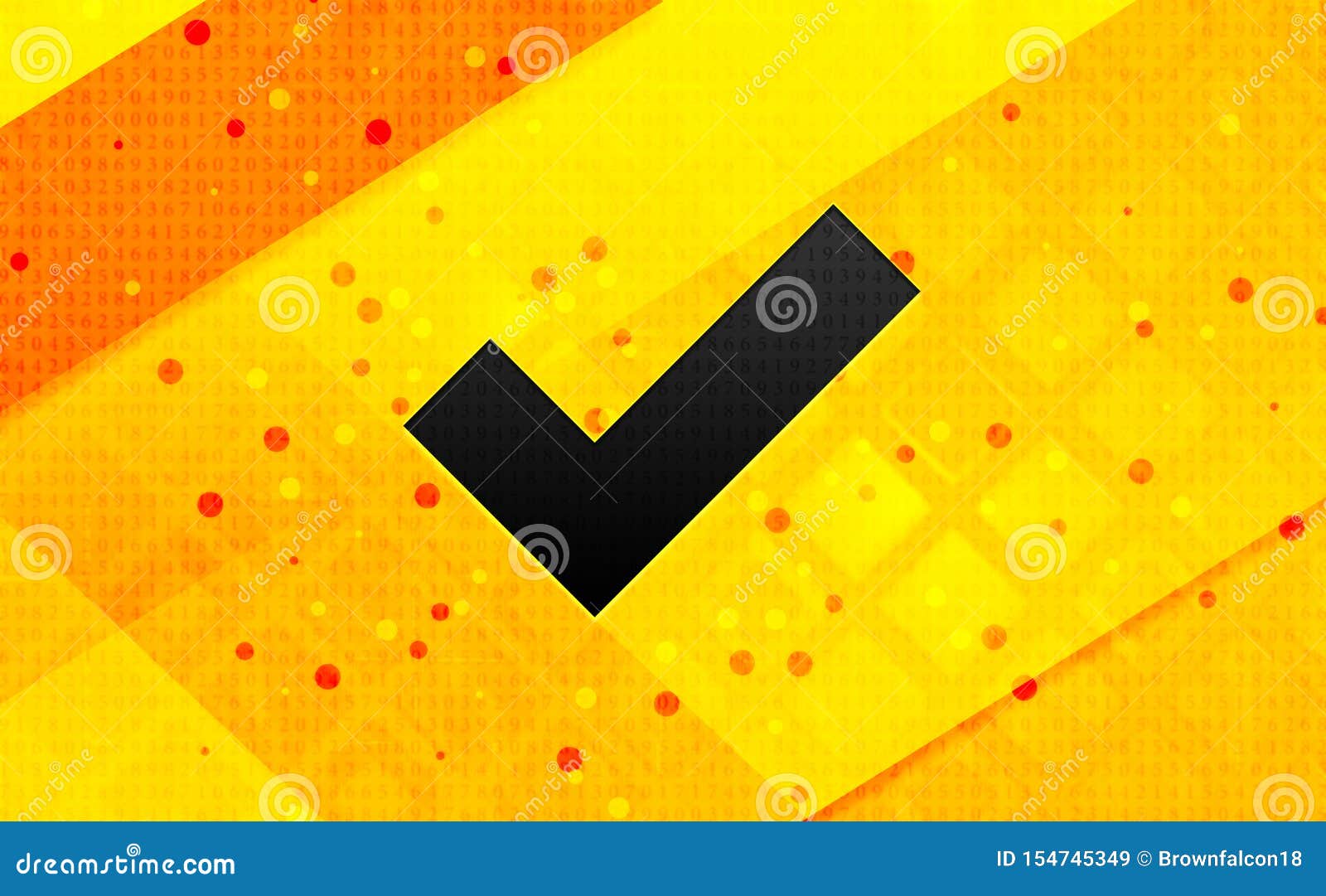 Tick Mark Icon Abstract Digital Banner Yellow Background Stock ...