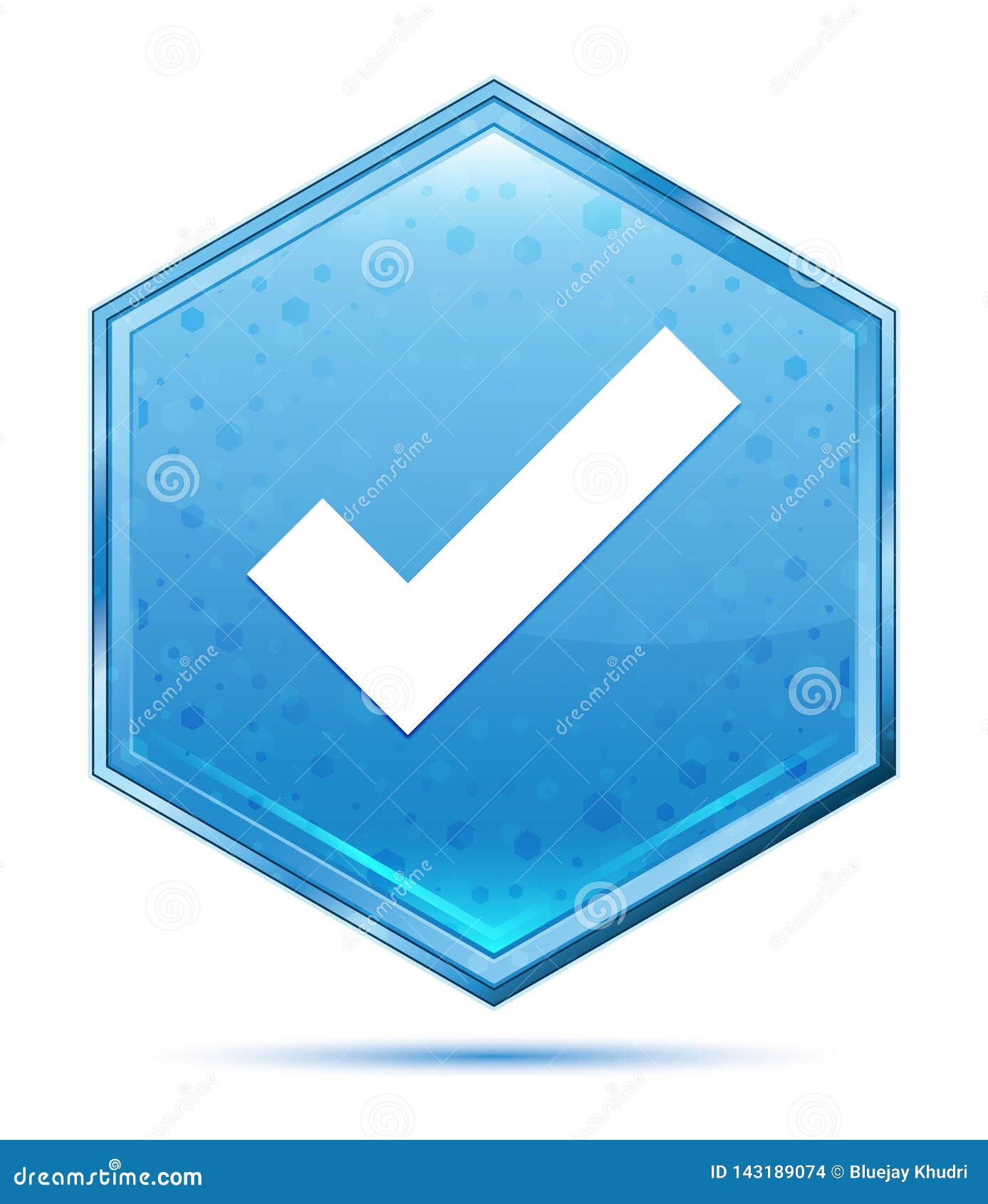 Tick Mark Icon Crystal Blue Hexagon Button Stock Illustration ...