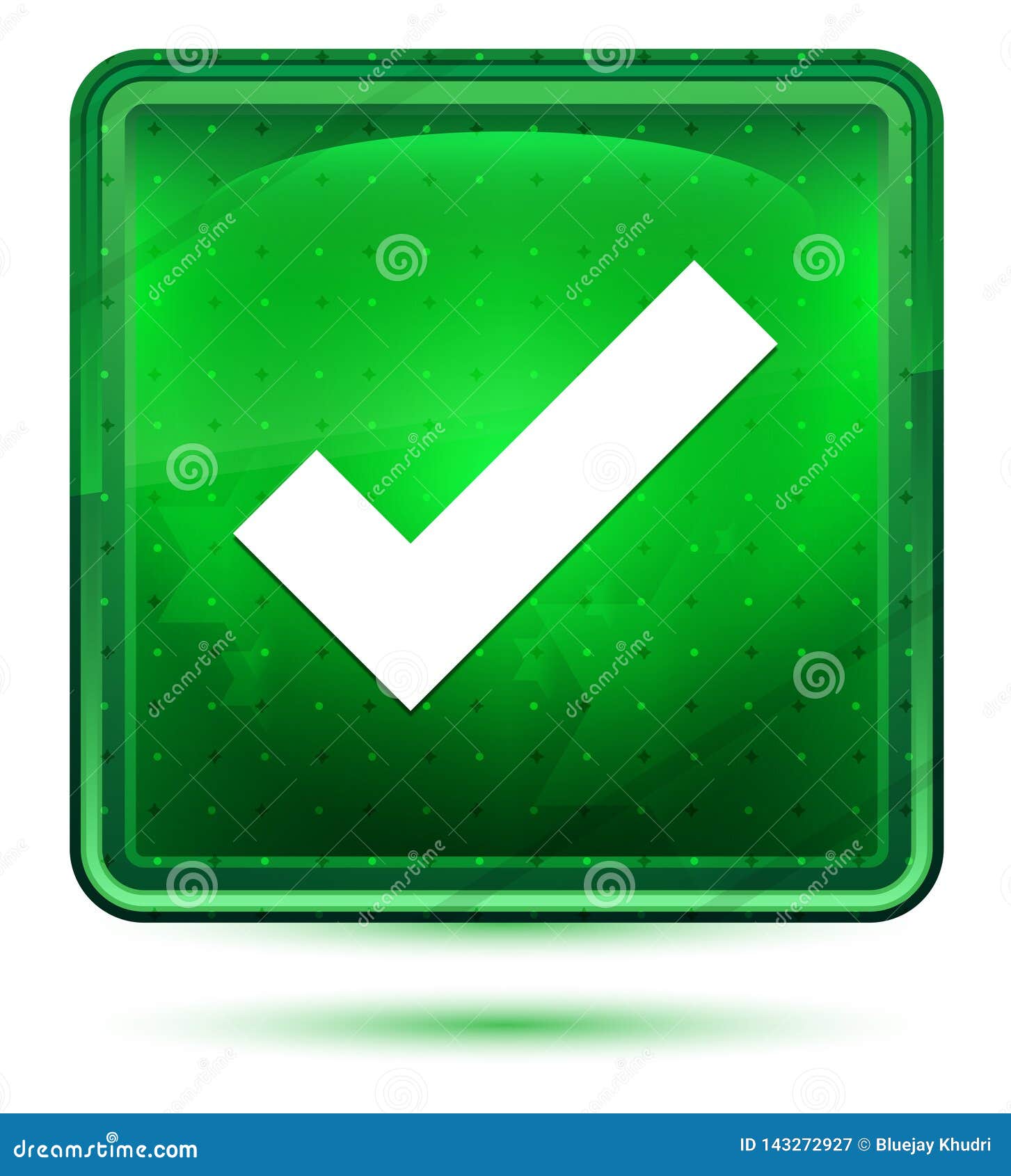 Tick Mark Icon Neon Light Green Square Button Stock Illustration ...