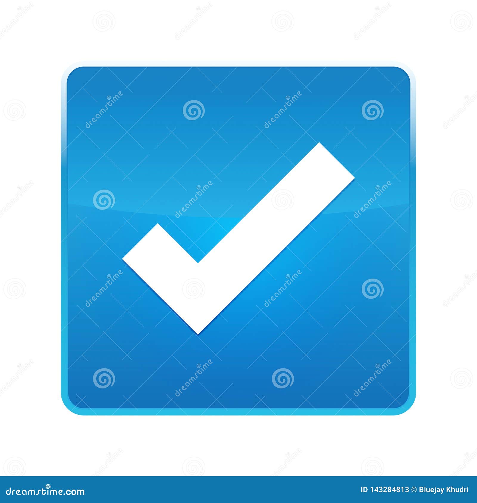 Tick Mark Icon Shiny Blue Square Button Stock Illustration ...