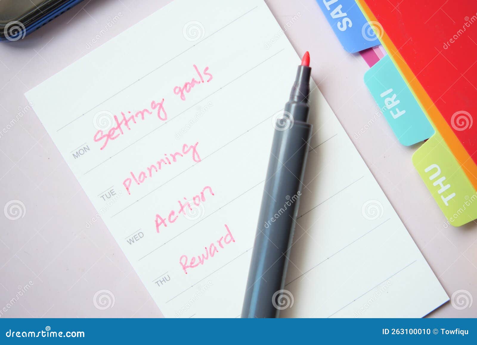 Tick Mark on Planning Goals on Notepad Stock Photo - Image of change ...