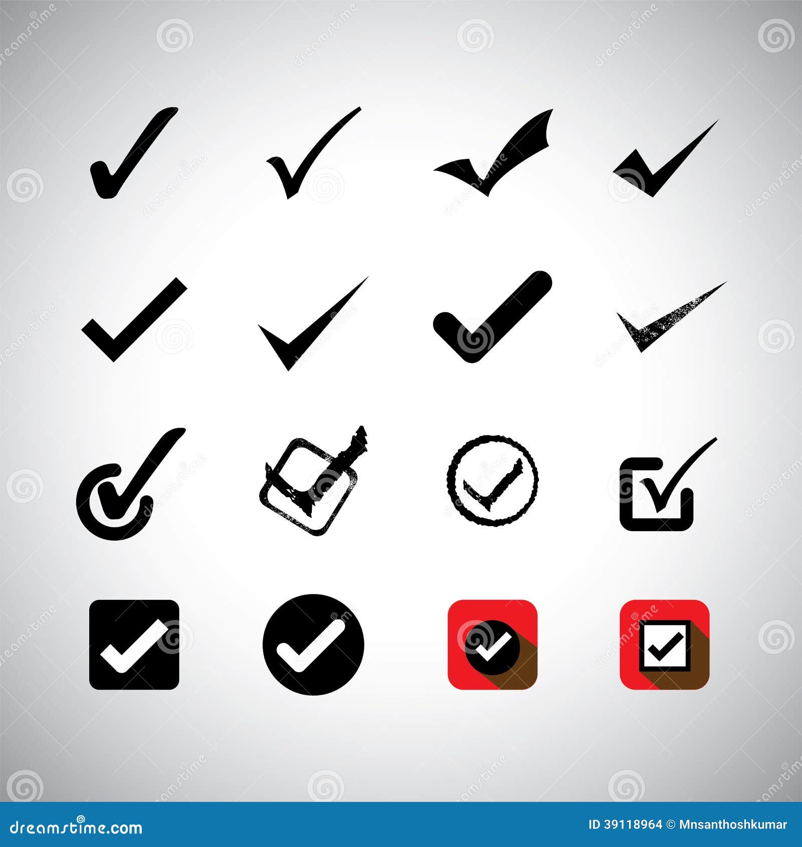 Tick Mark or Right Sign Vector Icons Set. Stock Vector - Illustration ...