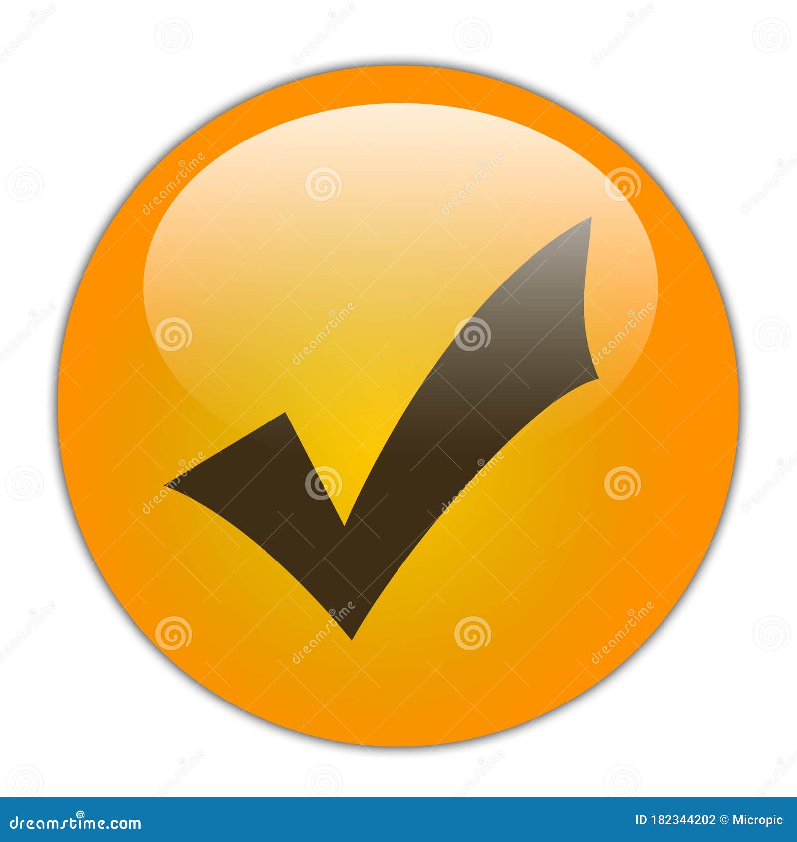 Tick Ok Right Icon Symbol on Orange Gradient Crystal Button Stock ...