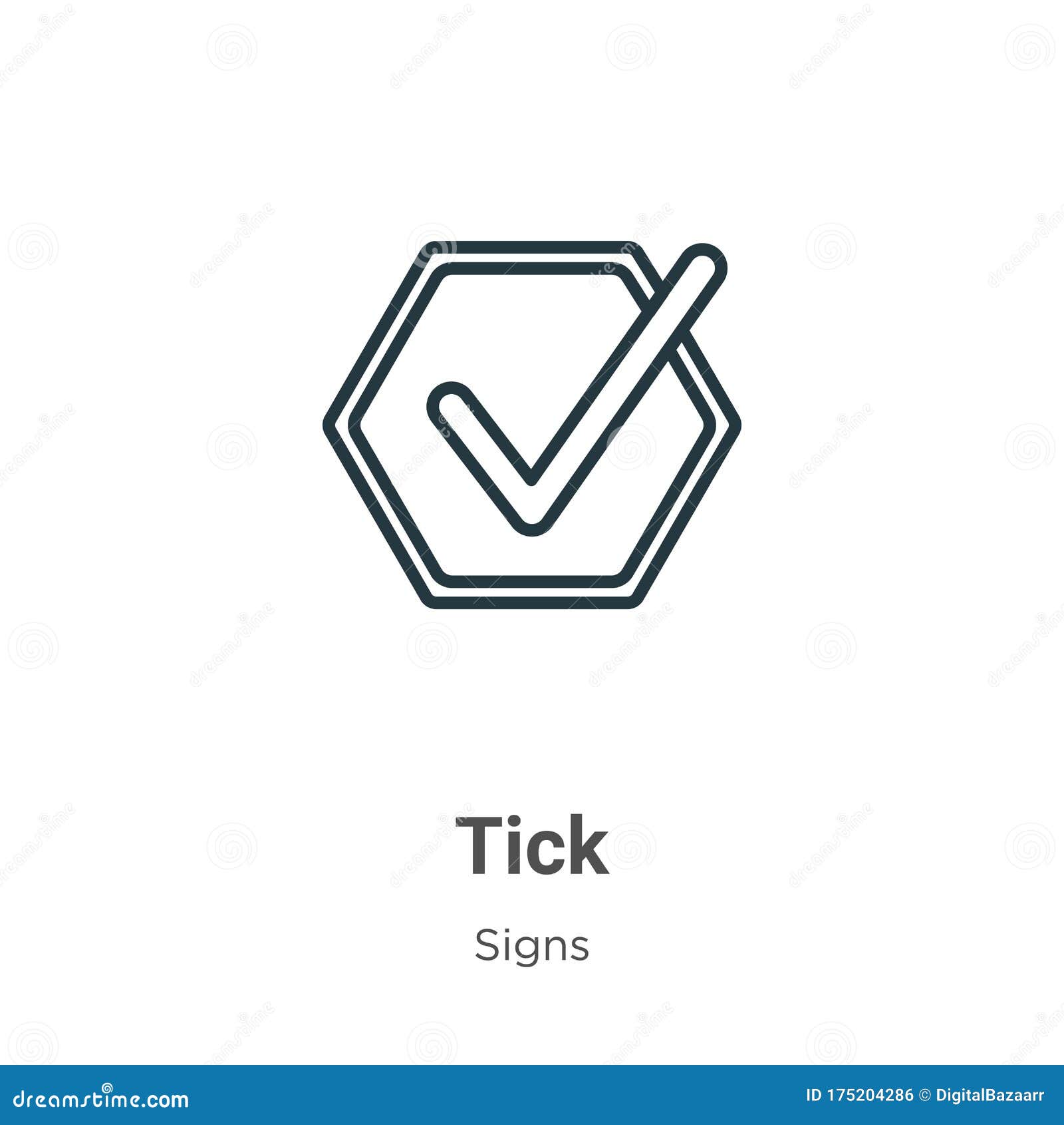 Tick Outline Vector Icon. Thin Line Black Tick Icon, Flat Vector Simple ...