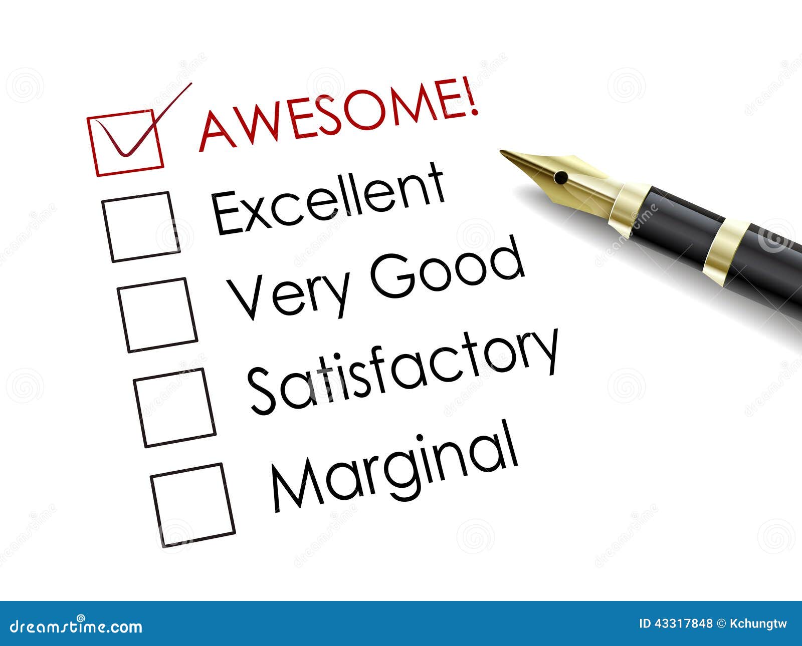 Tick Placed in Awesome Check Box with Fountain Pen Stock Illustration ...