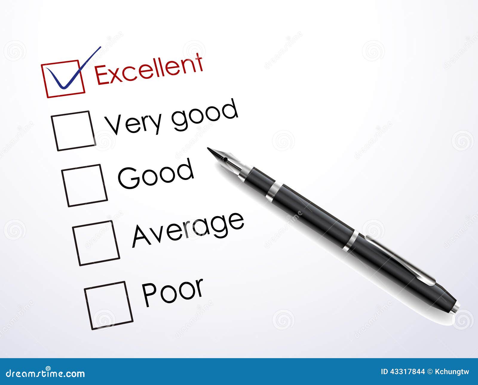 Tick Placed in Excellent Check Box with Black Pen Stock Vector ...