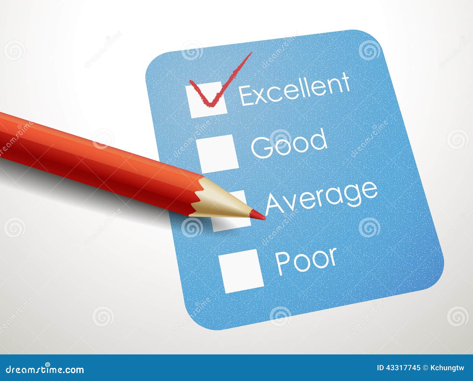 Tick Placed in Excellent Check Box with Red Pen Stock Illustration ...