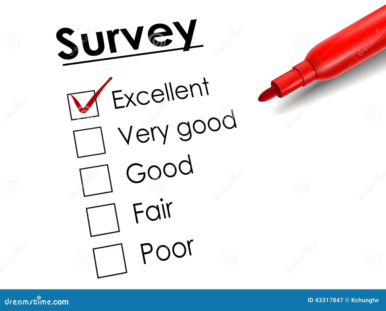 Tick Placed in Excellent Check Box with Red Pen Stock Illustration ...