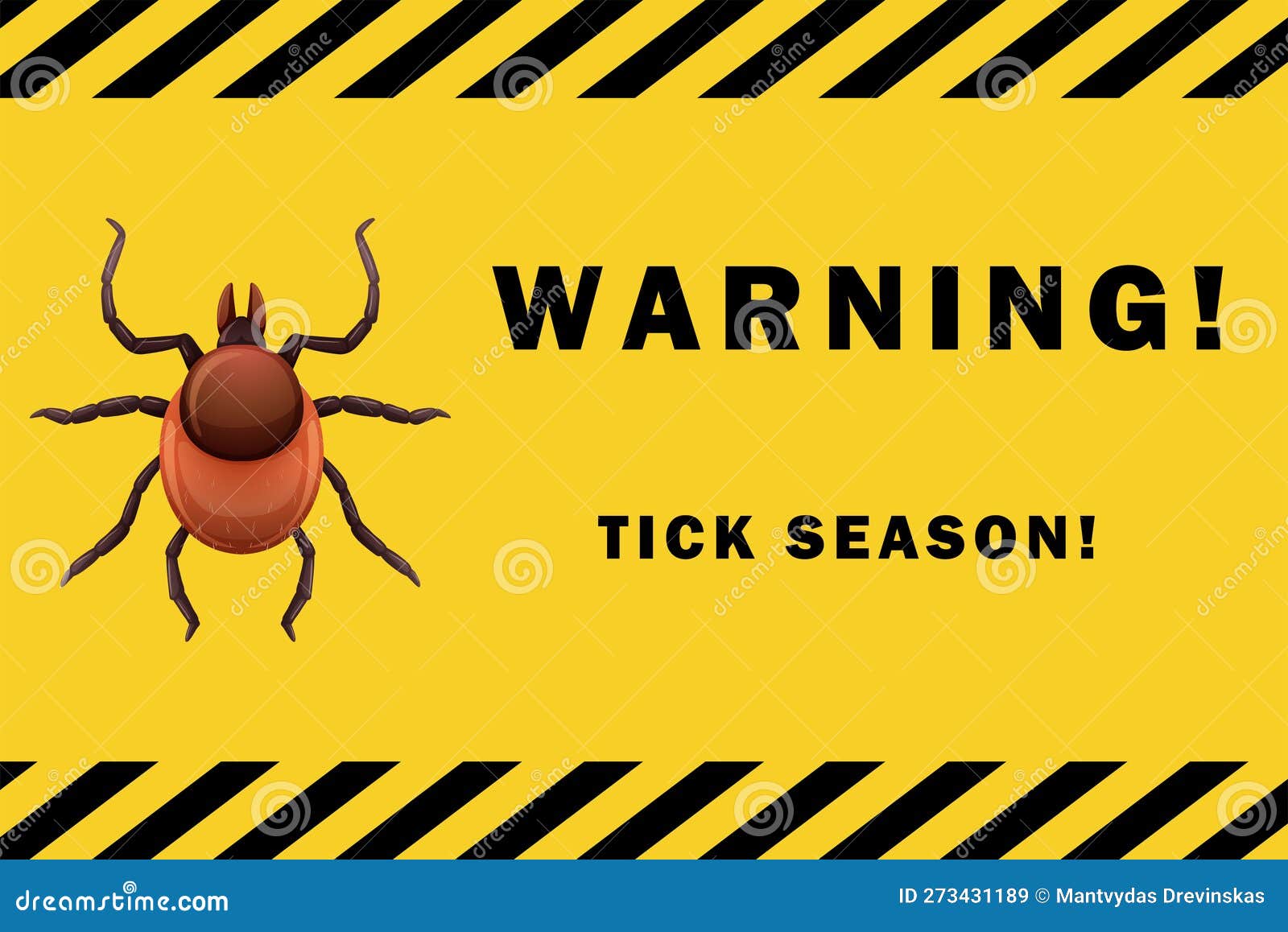 Tick Season Warning on Yellow Background Stock Illustration ...