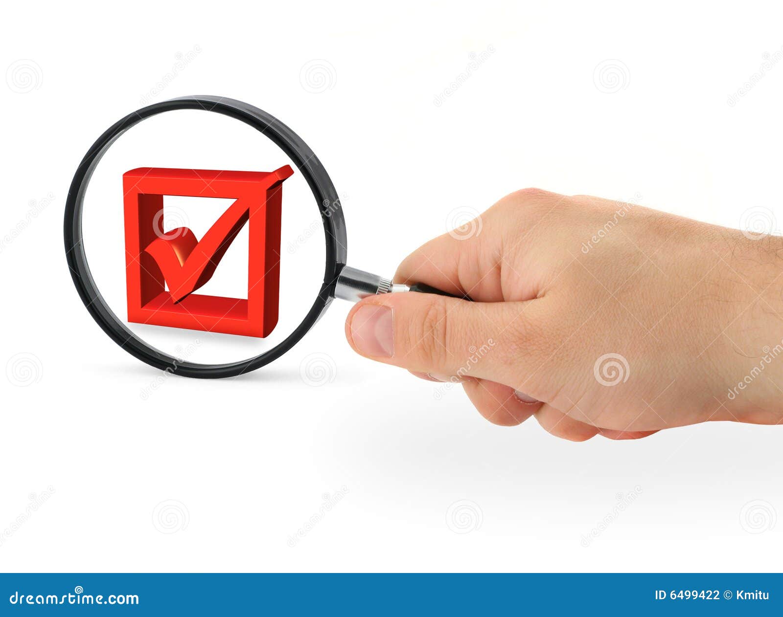 Tick Sign Viewed through Magnifying Glass Stock Photo - Image of ...