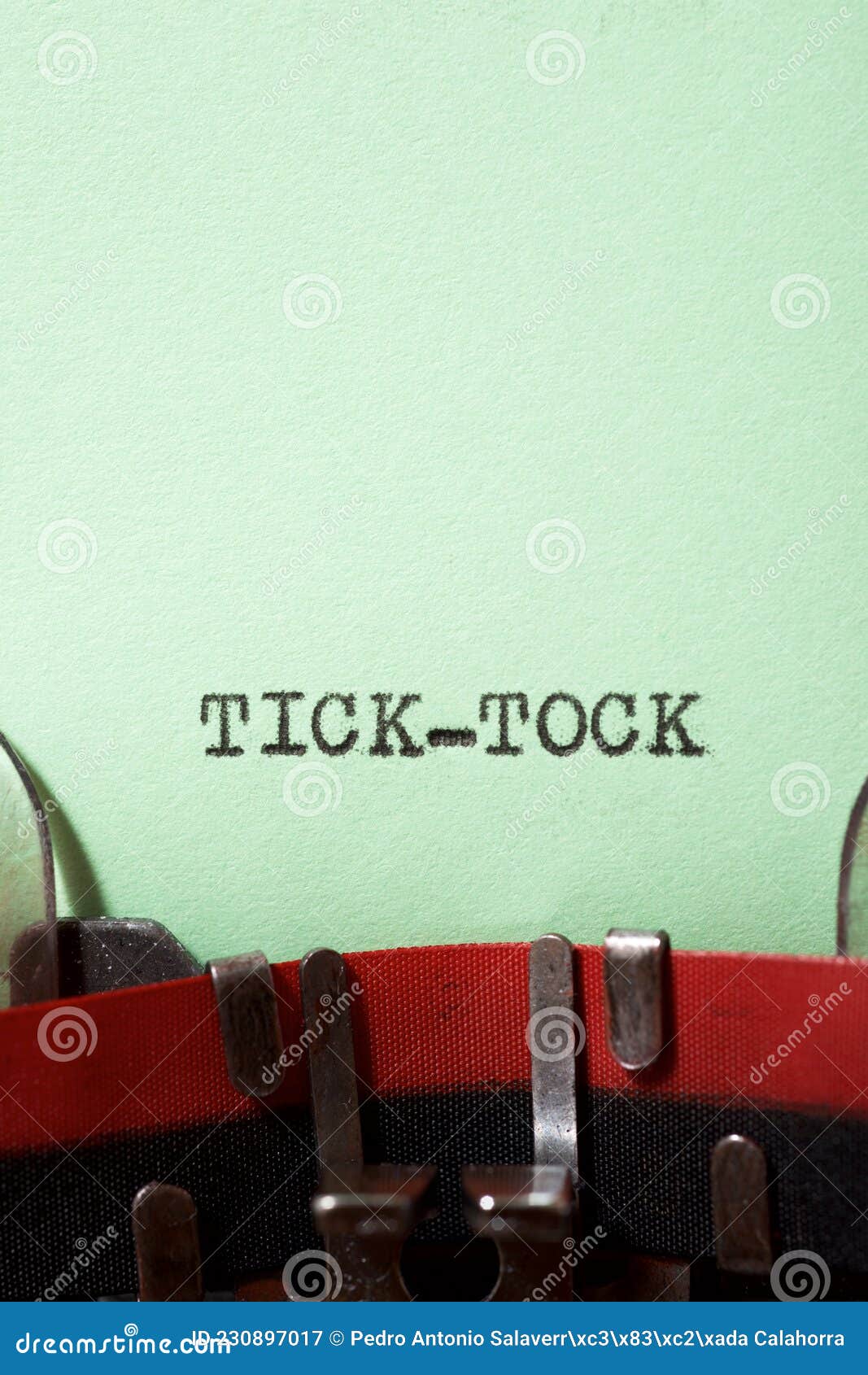 Tick tock text stock image. Image of typewriter, typed - 230897017