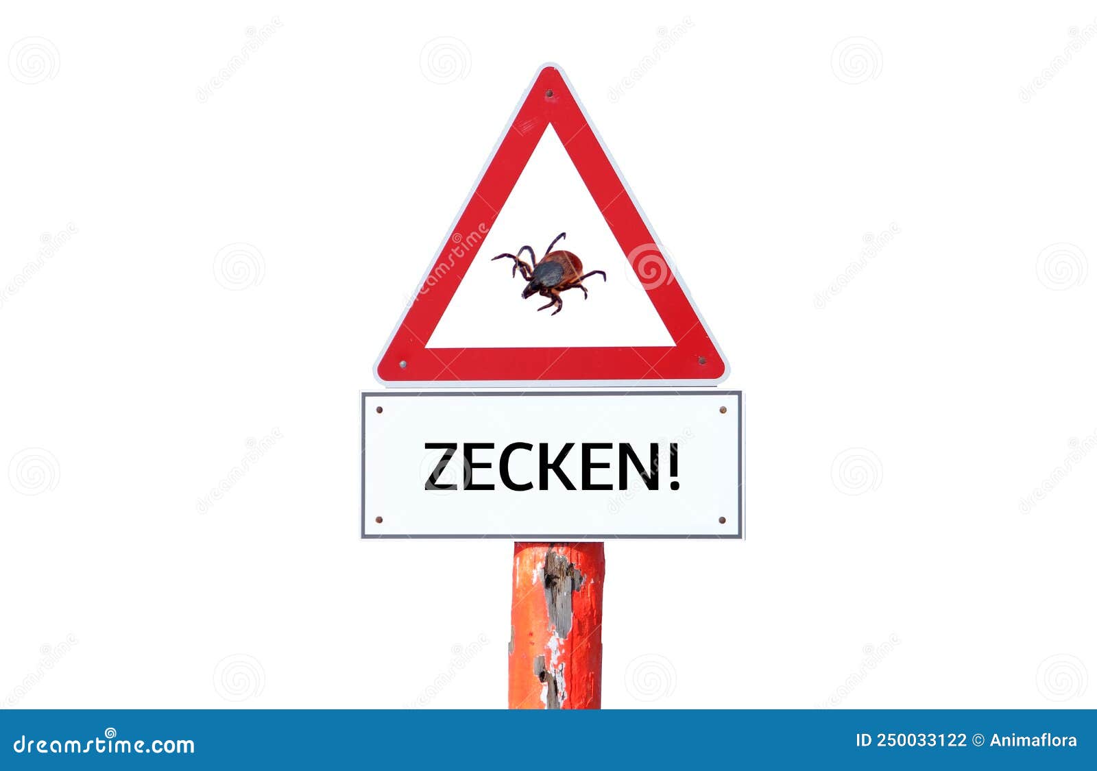 Tick Warning Sign in German Stock Photo - Image of attention, warning ...