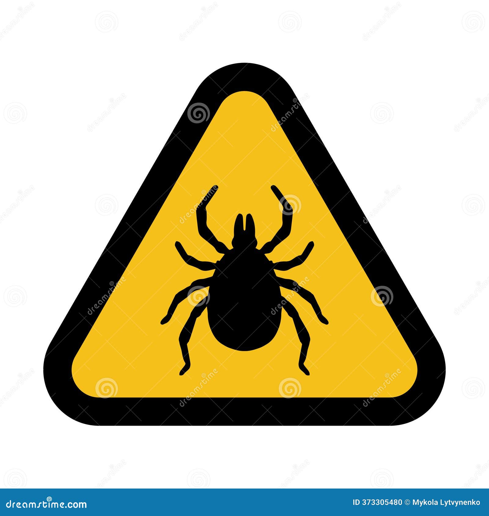 Tick Warning Sign, Yellow Triangular Hazard Symbol Vector Illustration ...