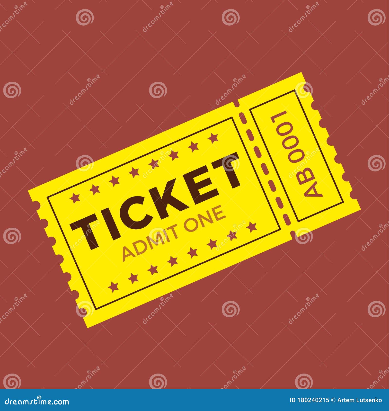 Ticket Icon Vector Illustration in the Flat Style. Ticket Stub Isolated ...