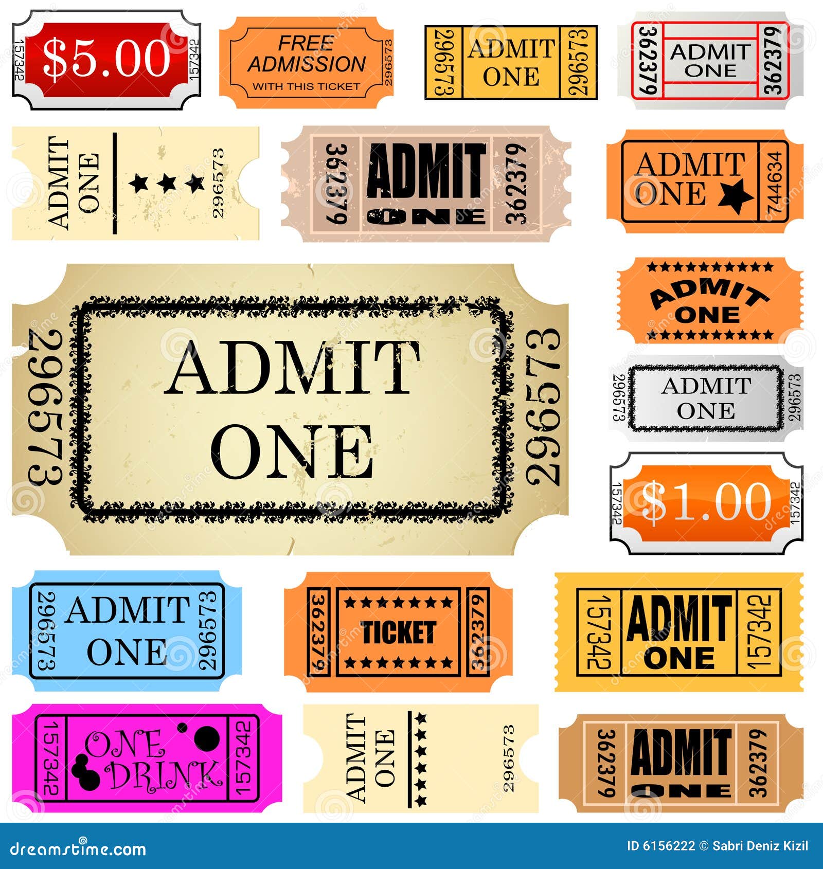 Ticket admit one stock vector. Illustration of raffle - 6156222