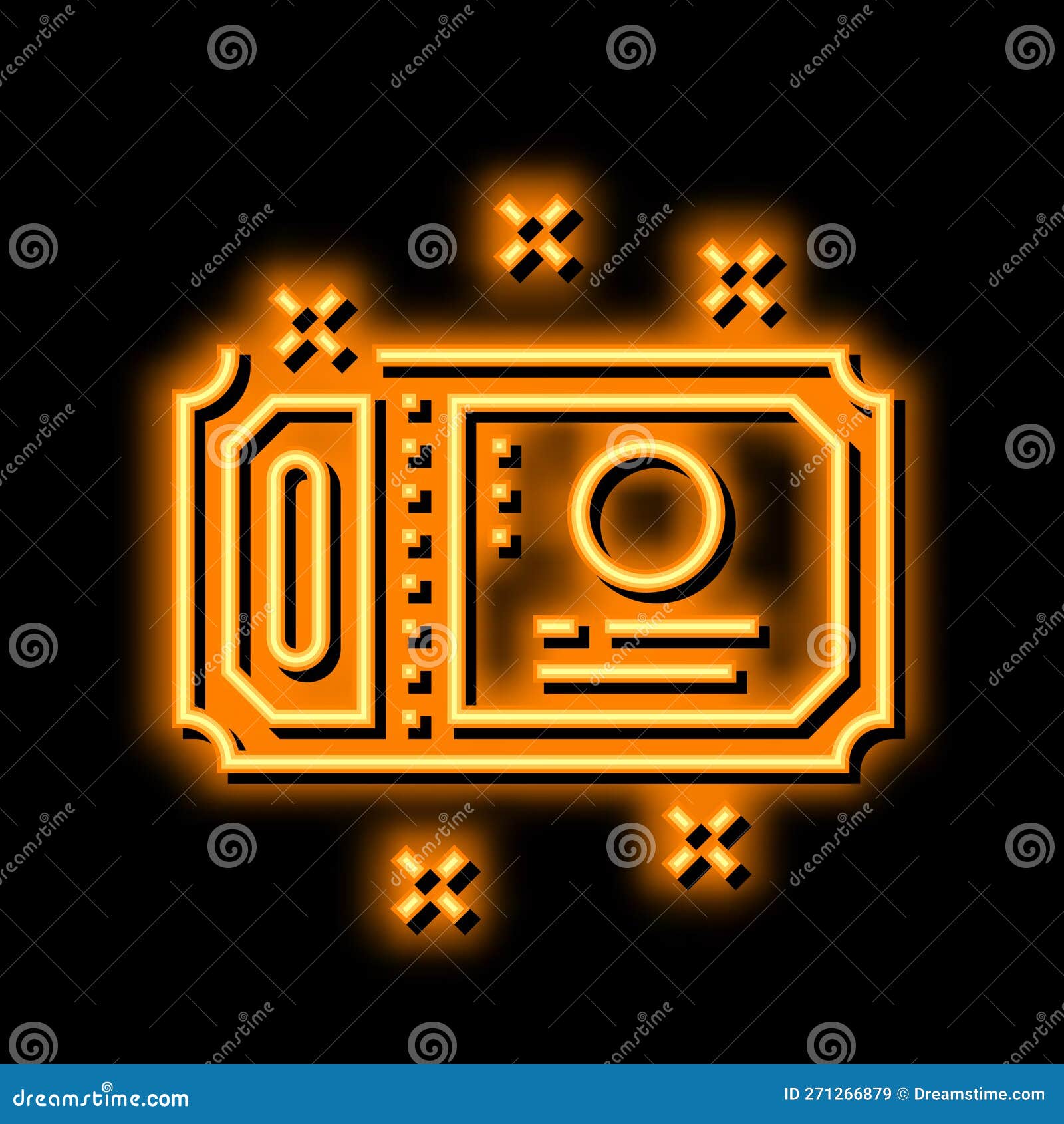 Ticket Amusement Park Neon Glow Icon Illustration Stock Vector ...
