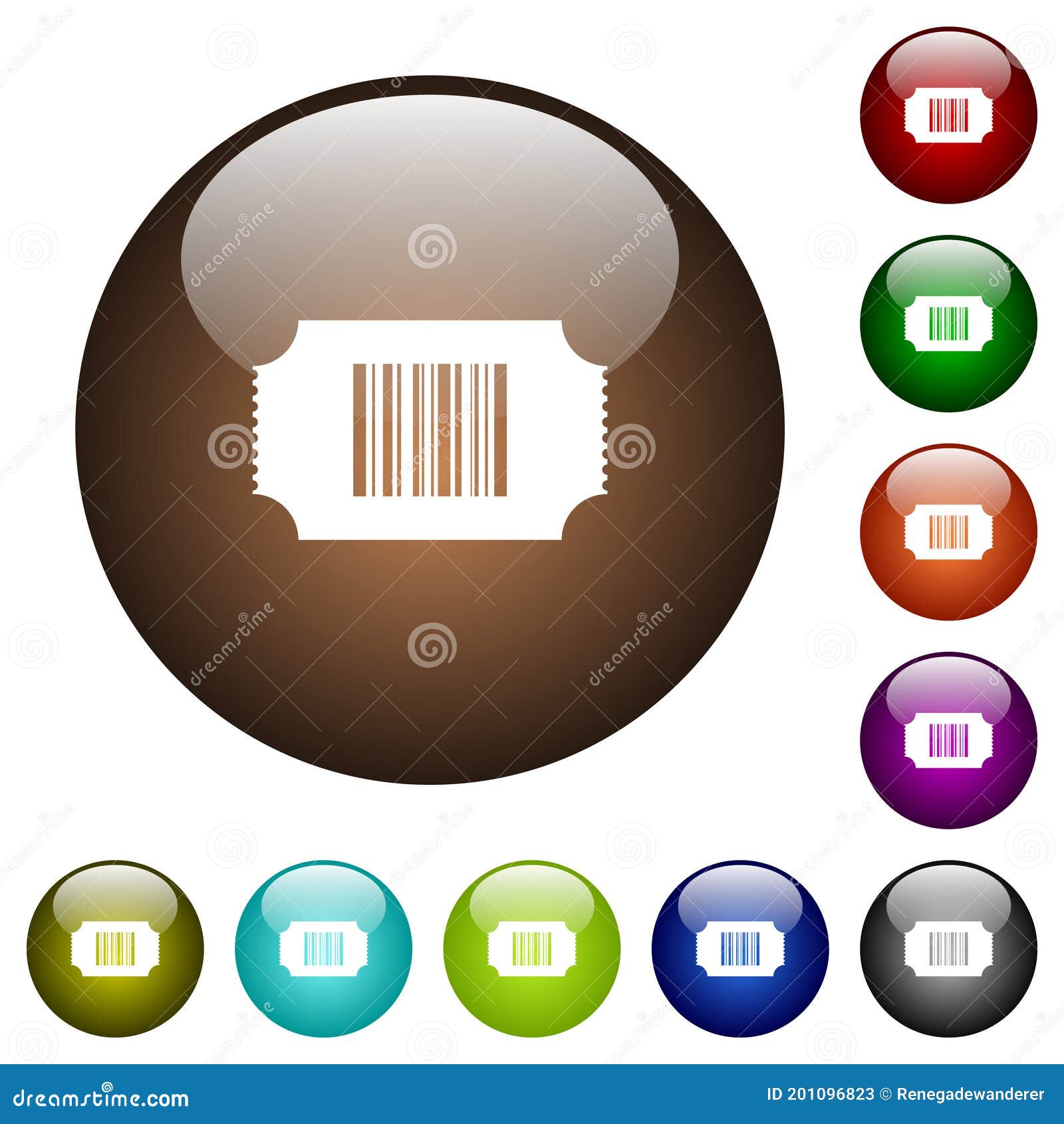 Ticket with Barcode Color Glass Buttons Stock Vector - Illustration of ...
